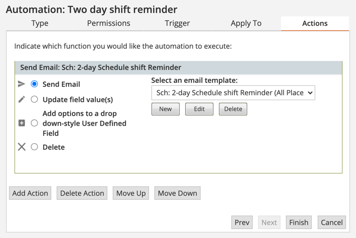 Set up a shift reminder